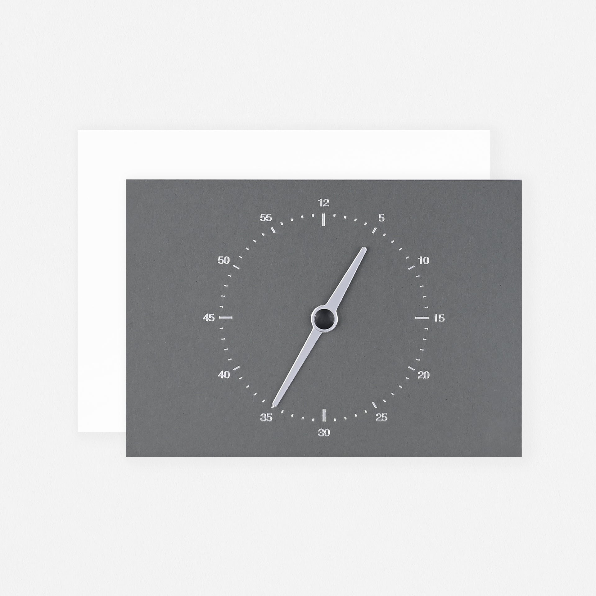 Clock Greeting Card | Grey, White Or Black