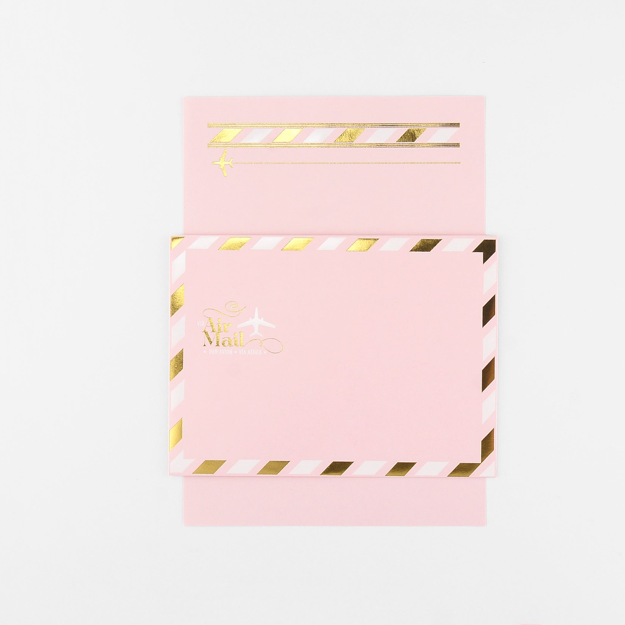 LA Paper Lover Airmail Metallic Gold + White On Pink – GREER Chicago