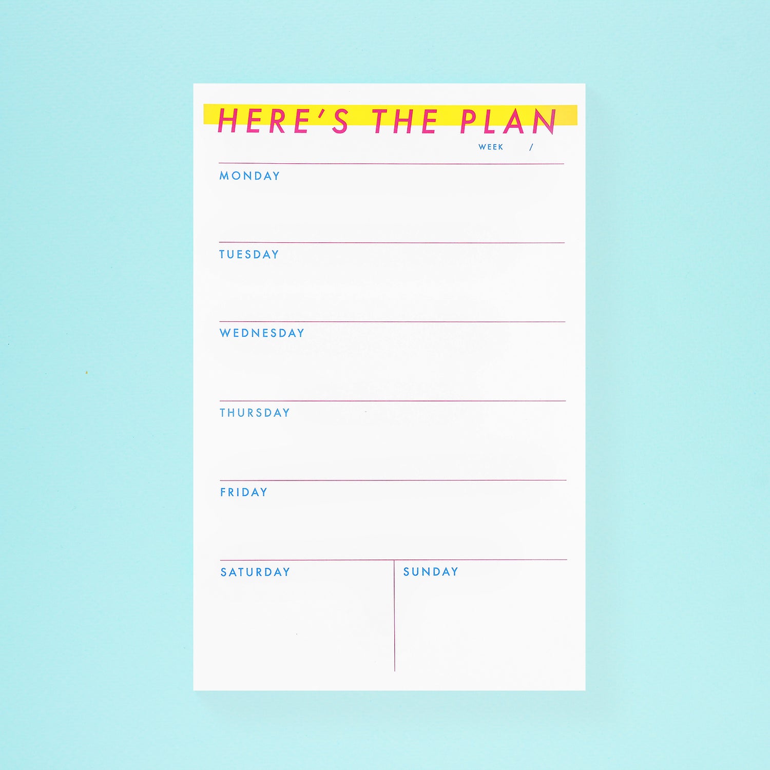 M.C. Pressure Here's The Plan Weekly Notepad – GREER Chicago