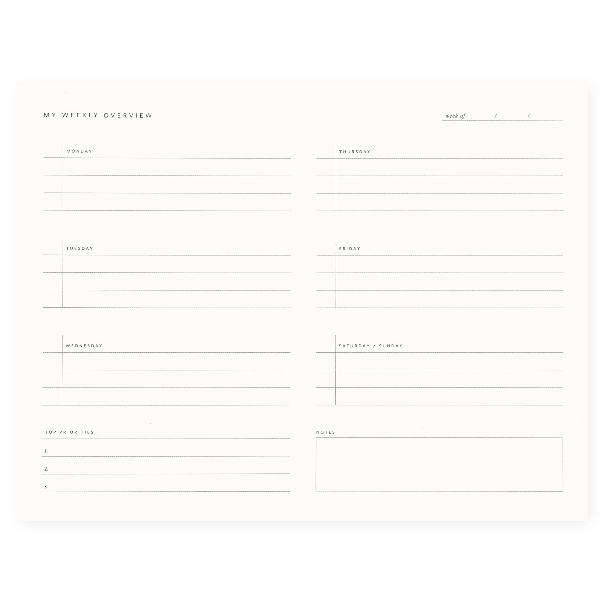 Ramona & Ruth Weekly Overview Notepad