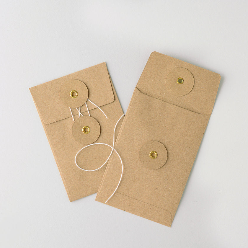 Brown Kraft Envelopes String Closure Small Set of Eight